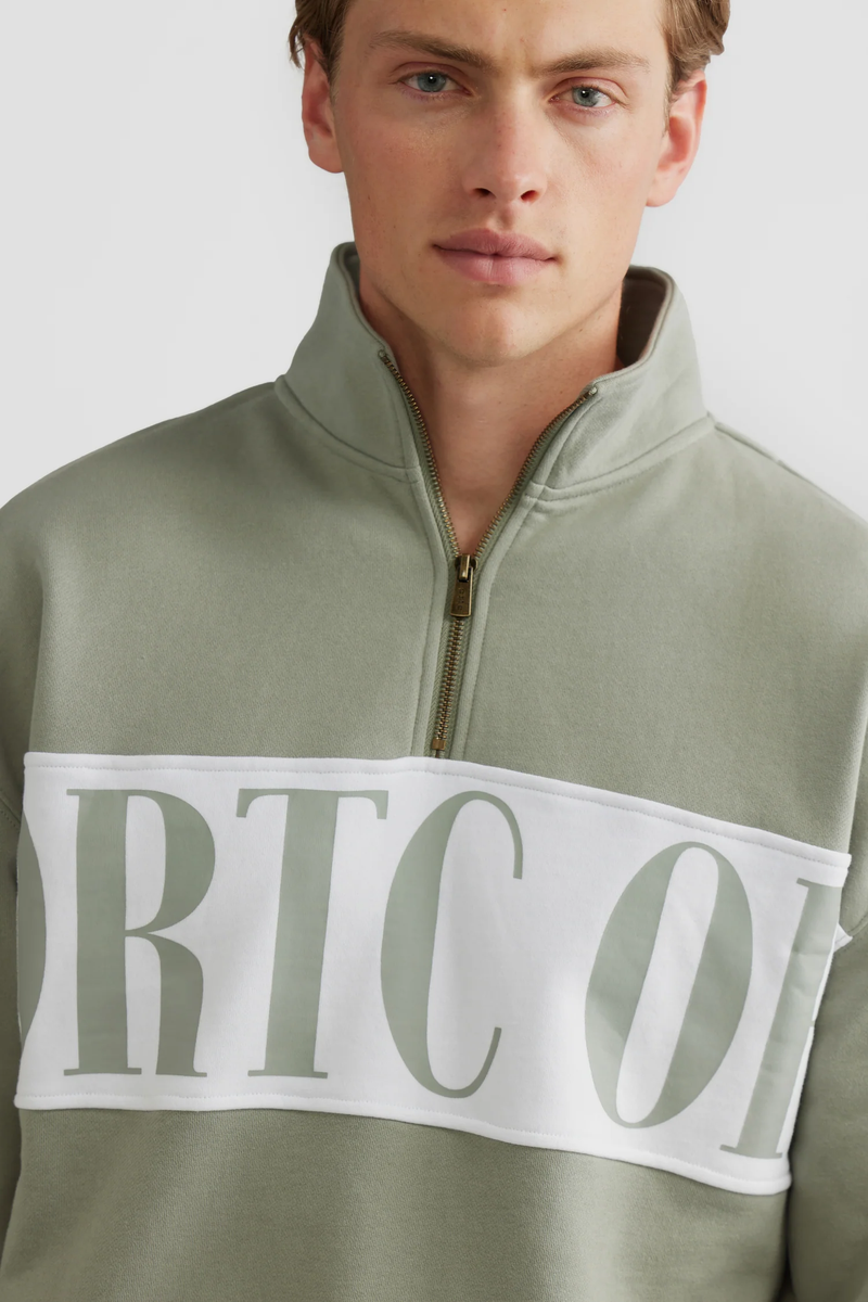 Harrington Logo Quarter Zip Dusty Olive – Saltbush Surf & Leisure